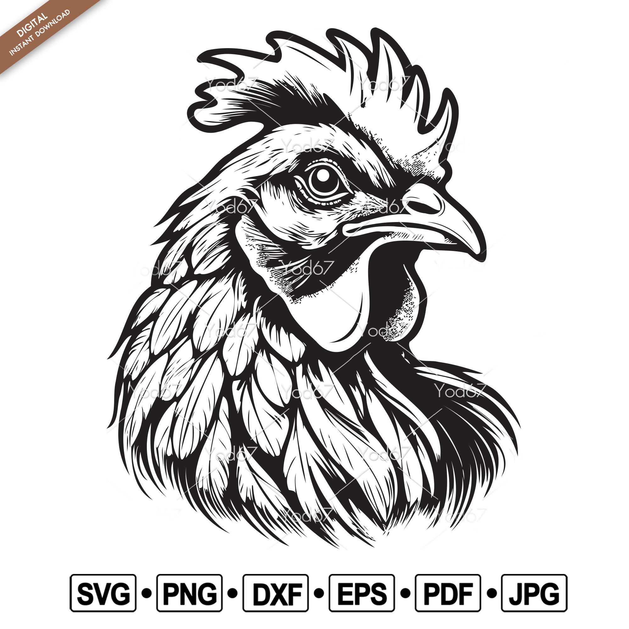 Chicken Head Vector Design SVG, Png EPS DXF Pdf, Svg File for Cricut ...