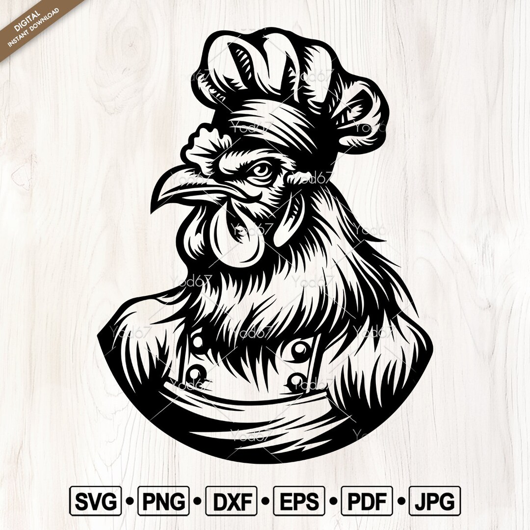 Chicken Chef SVG, Svg Files for Cricut, Cooking, Chicken Wearing Chef's ...