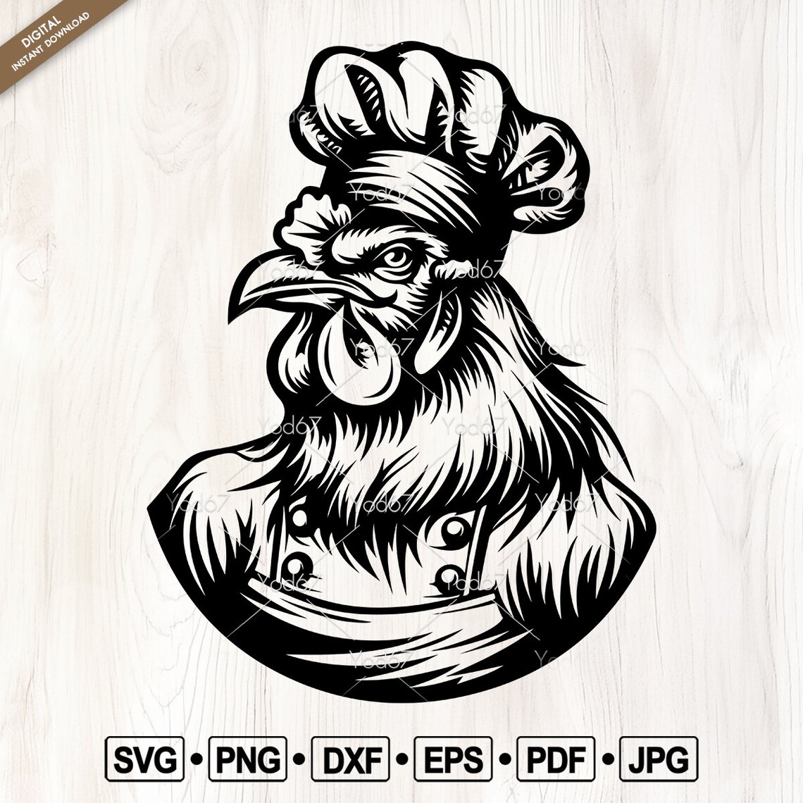 Chicken Chef SVG, Svg Files for Cricut, Cooking, Chicken Wearing Chef's ...