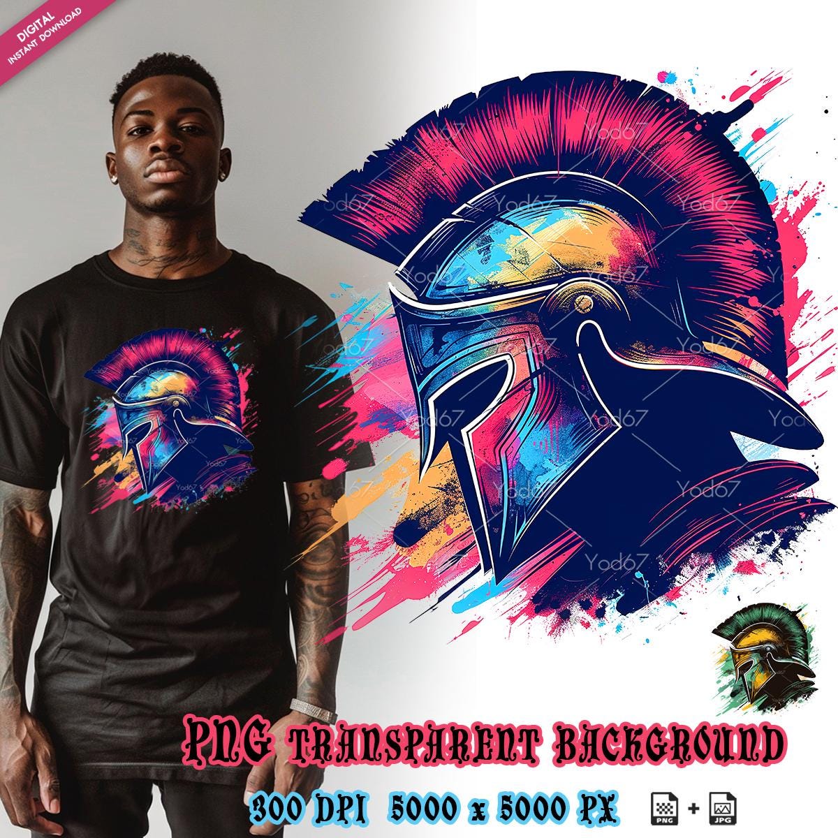 Spartan Helmet PNG for Sublimation Printing, Colorful Spartan Helmet T ...