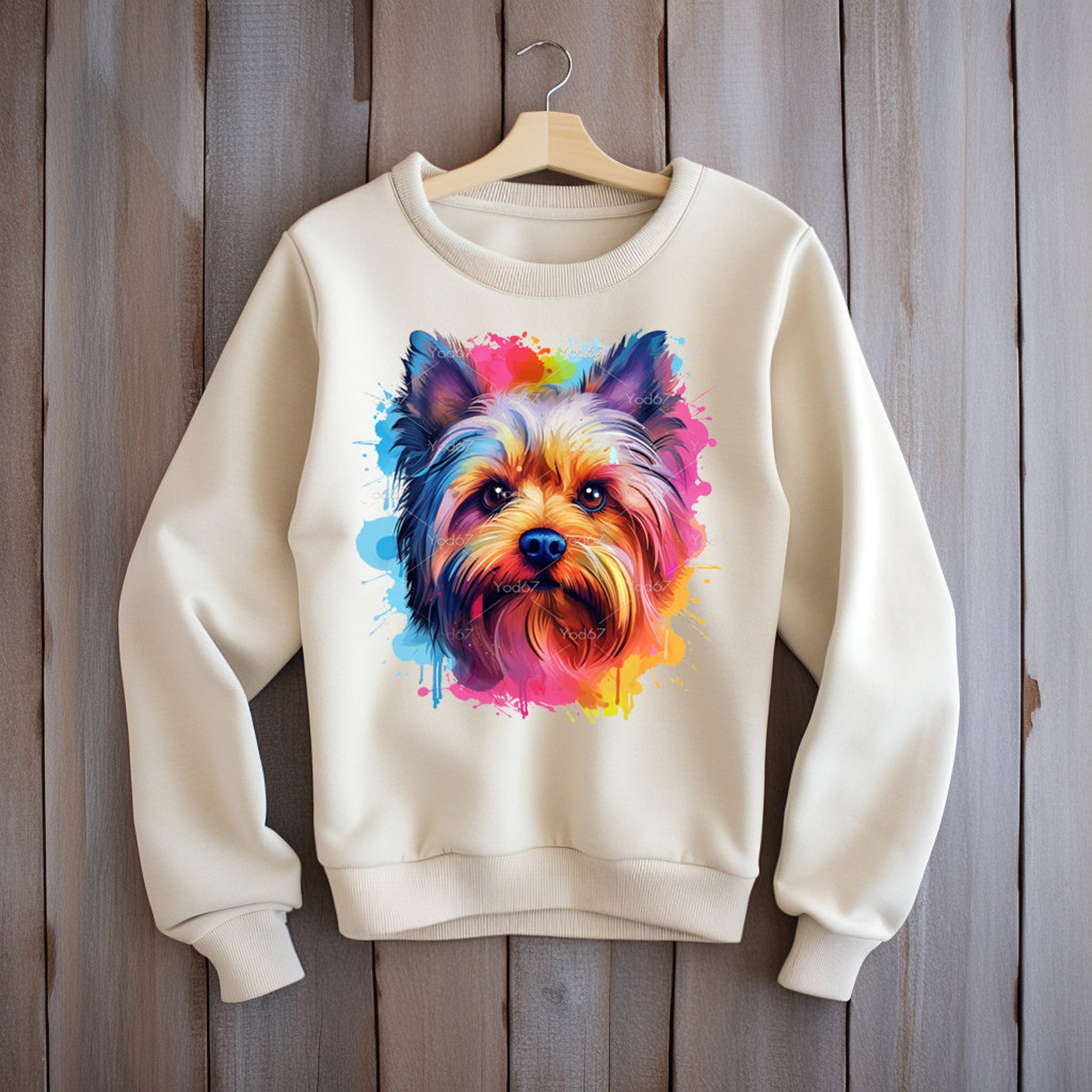 Colorful Yorkshire Terrier Dog Head PNG File for Sublimation Printing ...