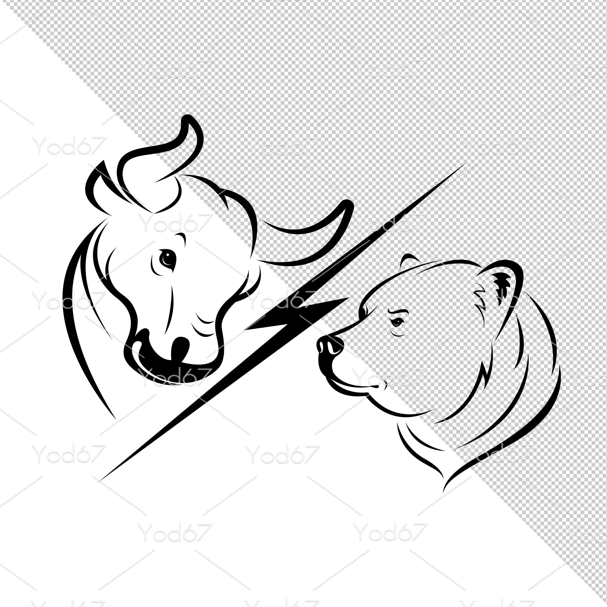 Bull and Bear SVG, Svg Files for Cricut, Bear and Bull Vector Clipart ...