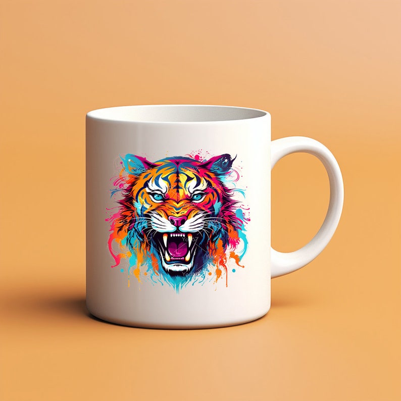 Colorful Tiger Face for Sublimation Printing, Tiger Head T-shirt Design ...