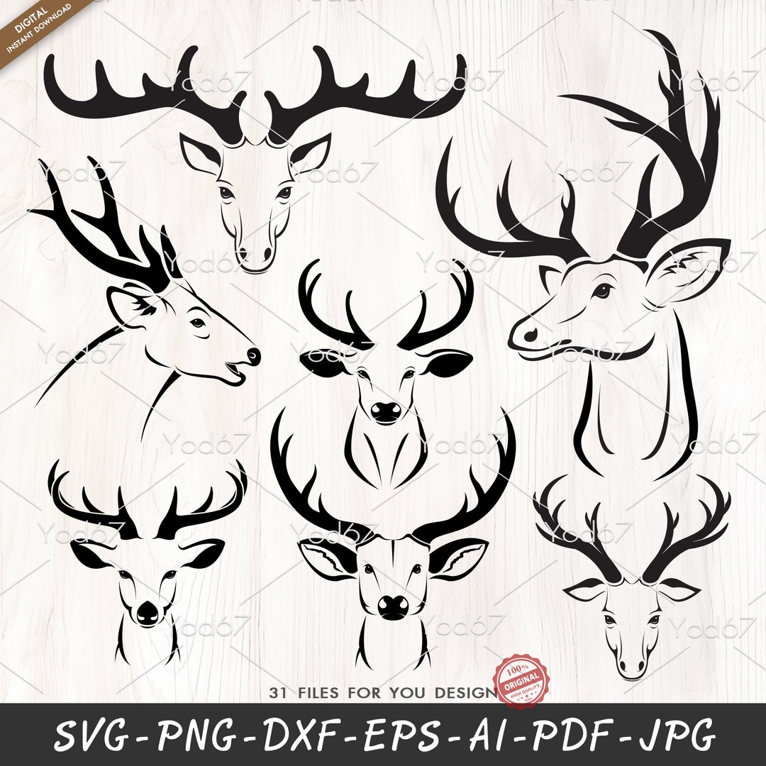 Deer Head SVG, Deer Png, Cut File Deer for Cricut, Deer Silhouette ...