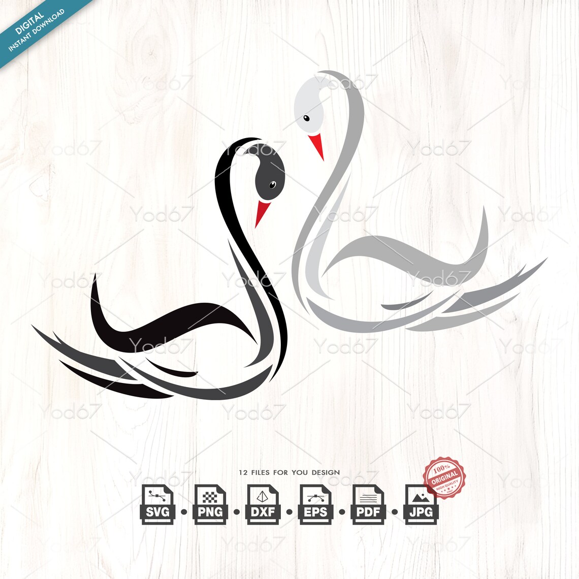 Swan Vector Clipart Design Svg, Png, Dxf, Eps Pdf, Svg Files for Cricut ...