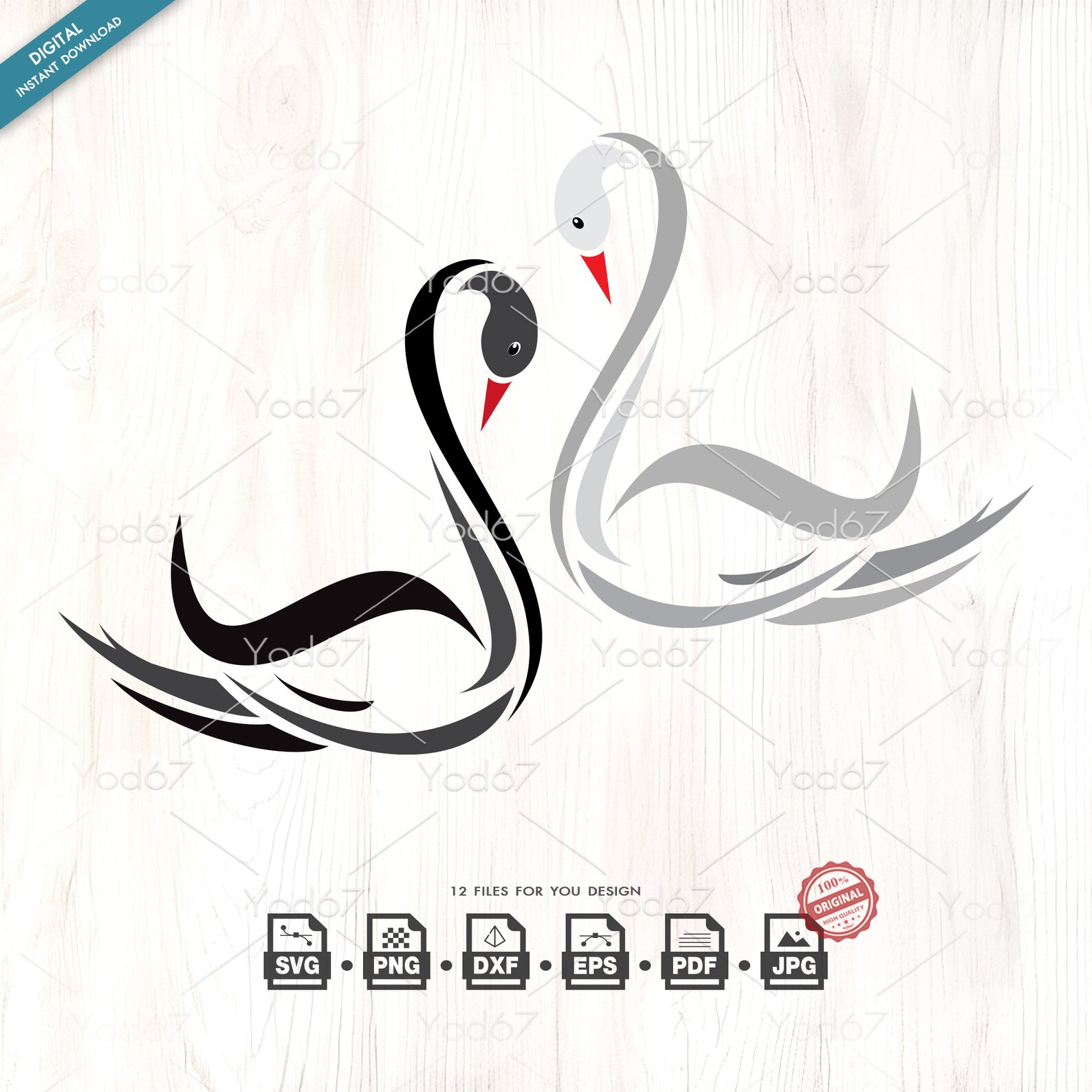 Swan Vector Clipart Design Svg, Png, Dxf, Eps Pdf, Svg Files for Cricut ...