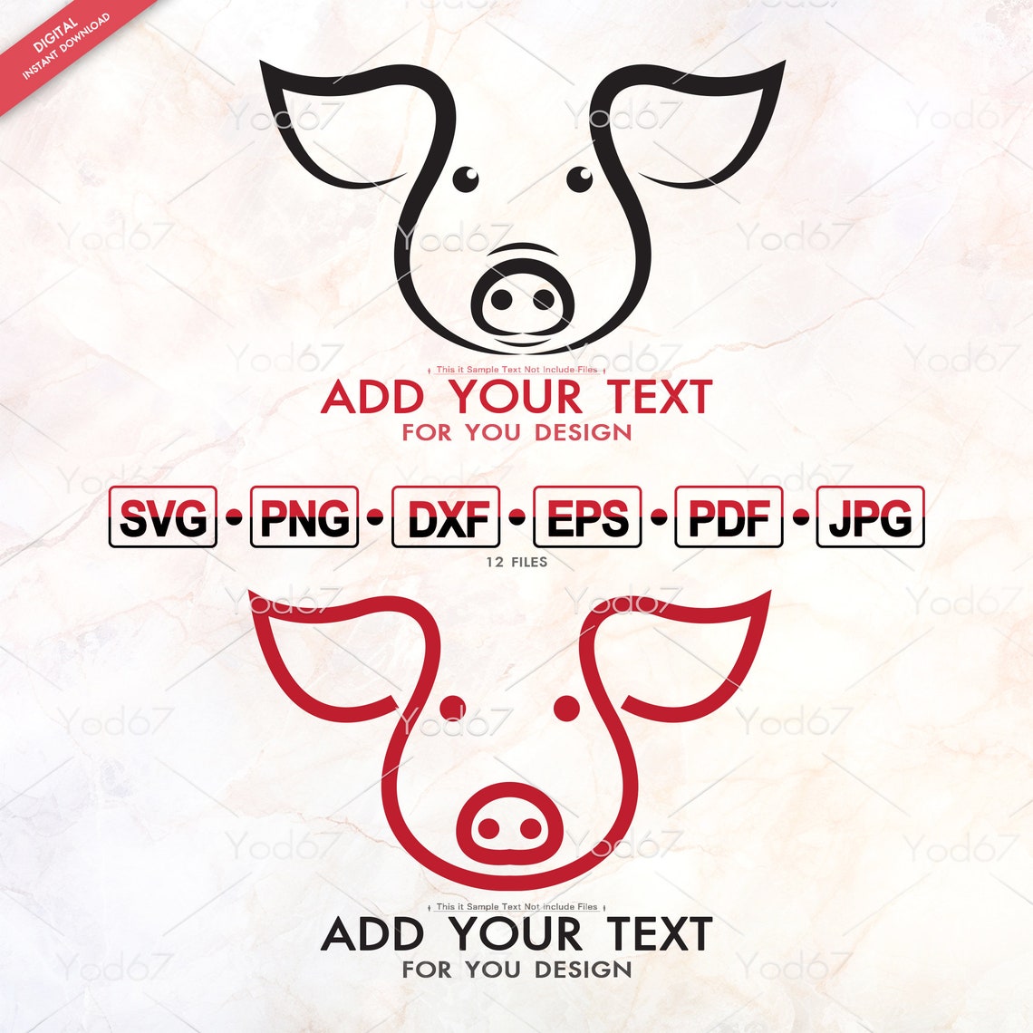Pig Face Files SVG, PNG, DXF, Pdf, Eps, Jpg, Pig Head Clipart, Pig Logo ...