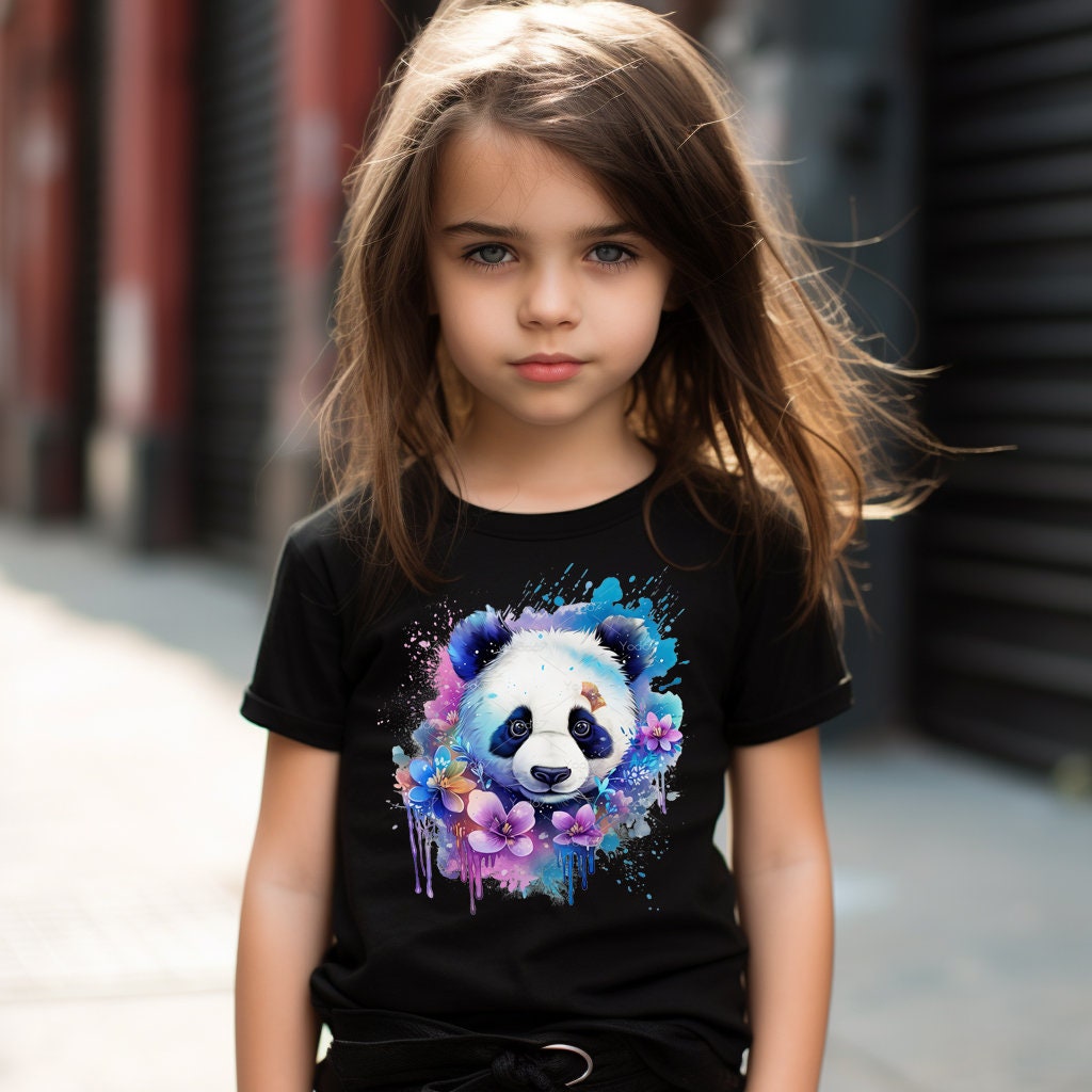 Cute Panda With Flowers for Sublimation Printing. Baby Panda Head T ...