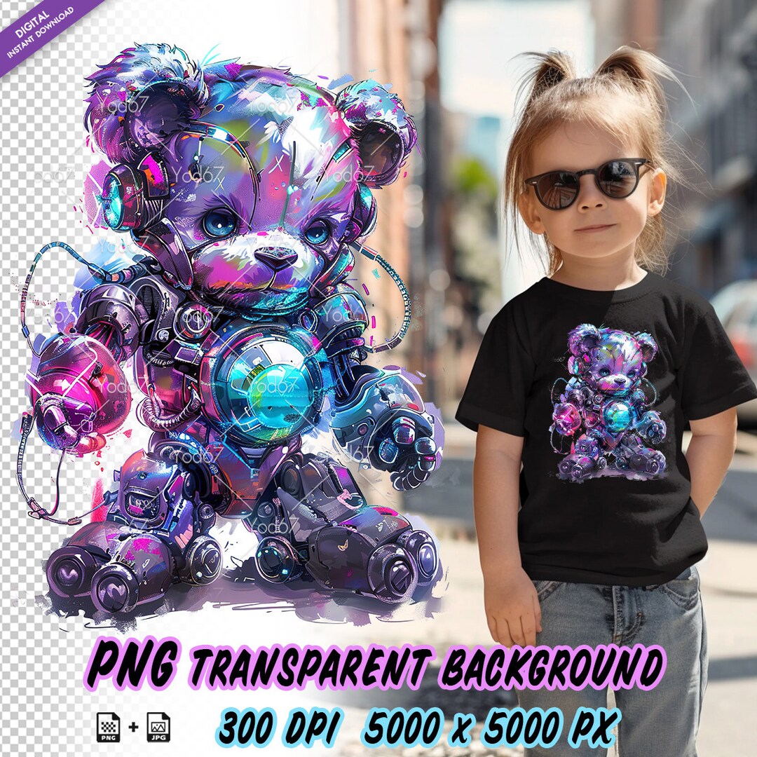 Teddy Bear for Sublimation Printing, Robot Teddy Bear T-shirt Design ...