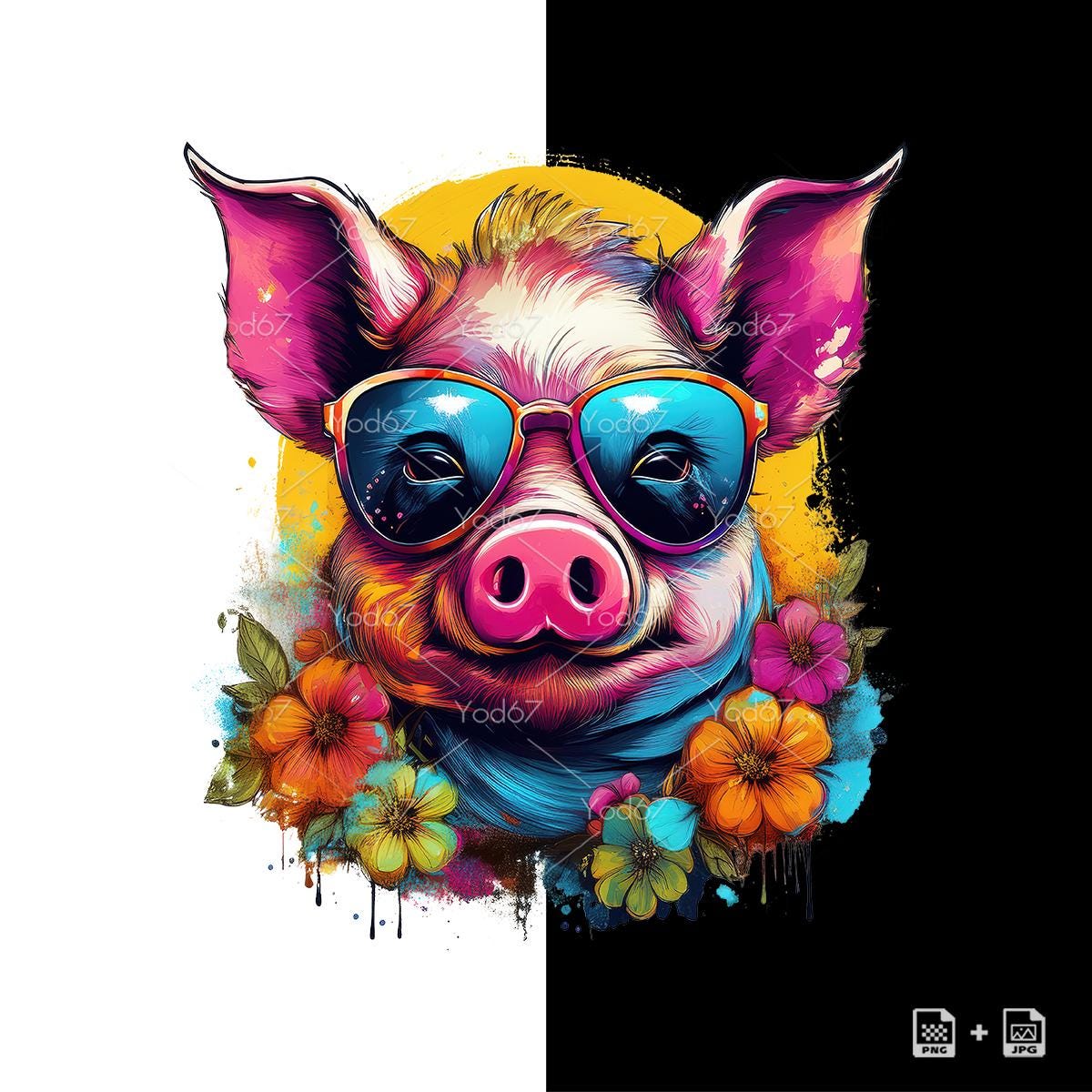 Pig With Glasses for Sublimation Printing, Dtg, Dtf, Pig With Glasses ...