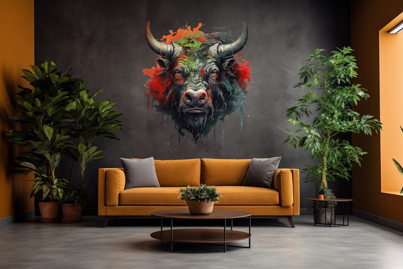 Demon Bull Head Png for Sublimation Printing, Bull Head T-shirt Design ...