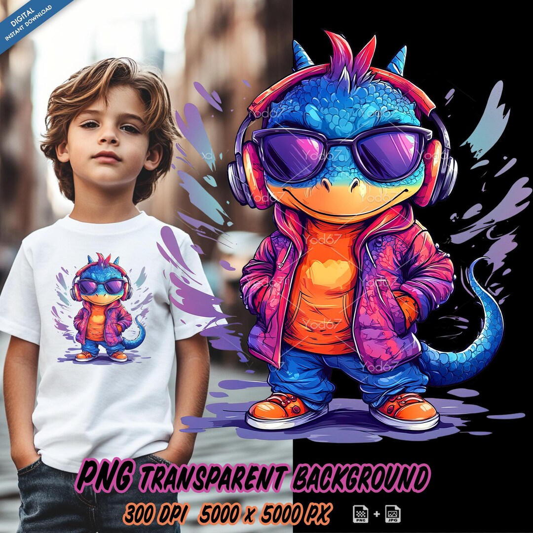 Cute Cool Dragon Clipart for Sublimation Designs Printing, Streetwear ...