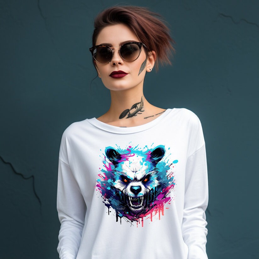 Panda Demon Png for Sublimation Printing, Panda Head T-shirt Design ...