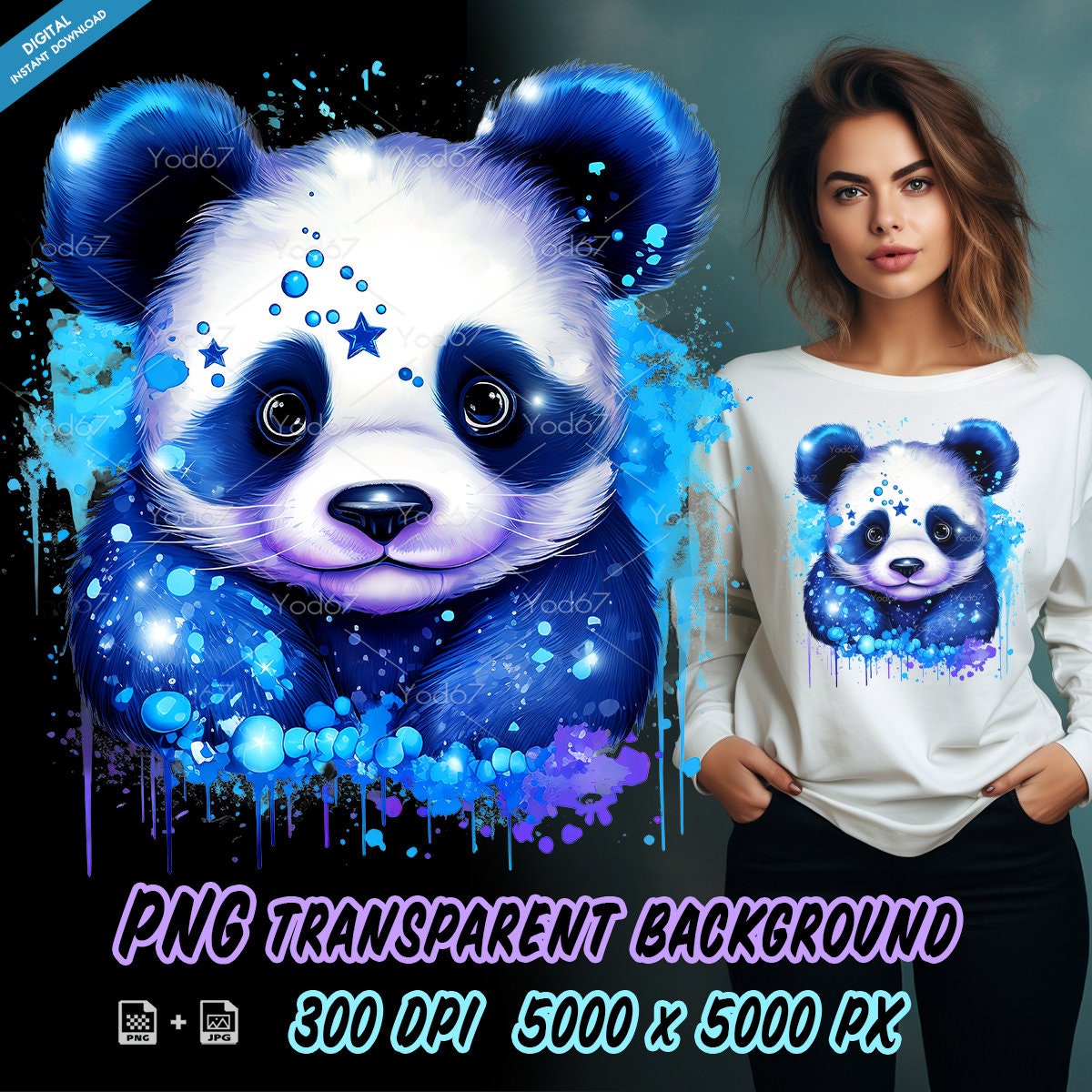 Panda Clipart for Sublimation Printing, Cute Panda Head T-shirt Design ...