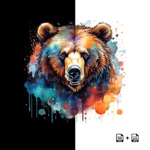 Bear Head for Sublimation Printing, Bear T-shirt Design Clipart, DTF ...