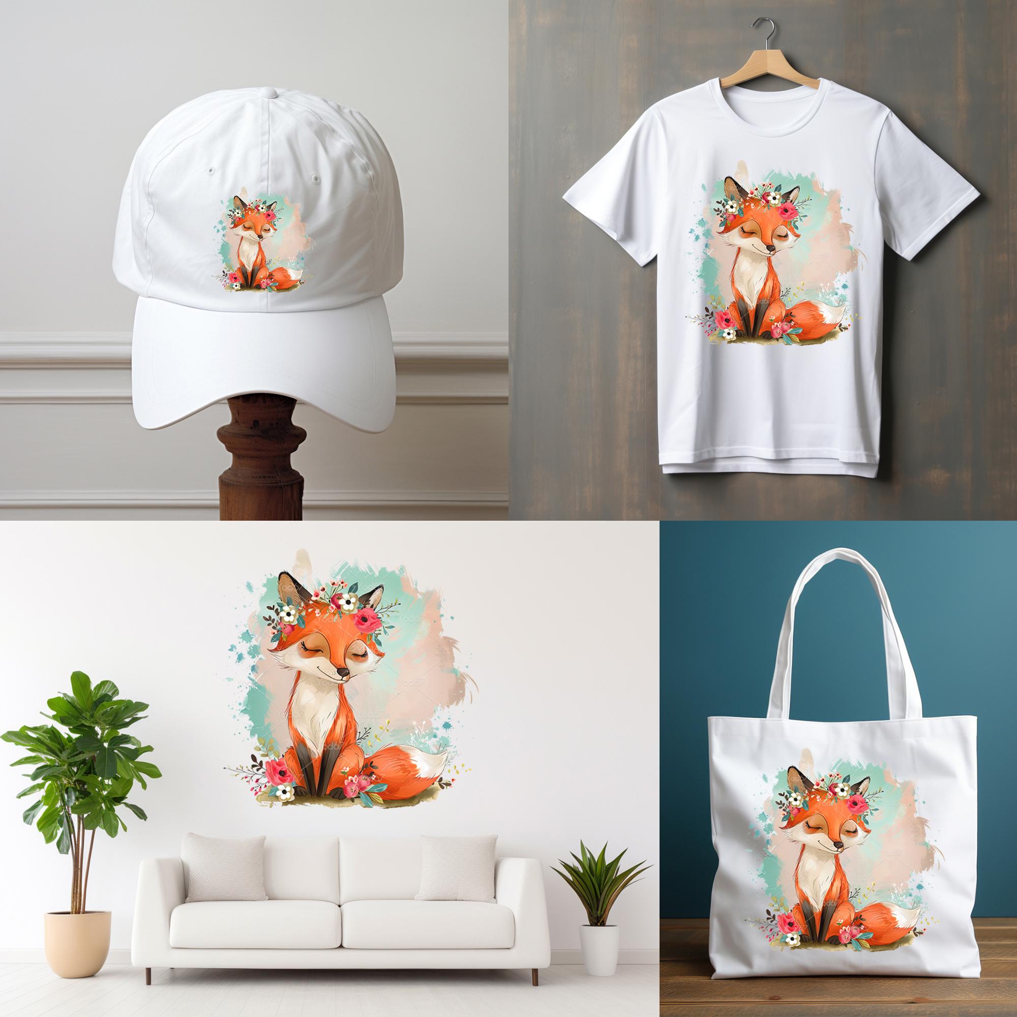 Fox With Flowers PNG for Sublimation Printing, Cute Fox T-shirt Design ...