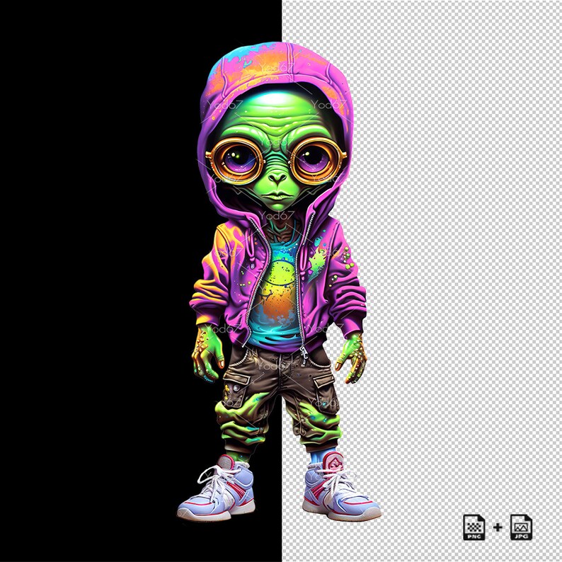 Alien Child Wears Clothes a Cool Hip Hop Style for Sublimation Printing ...