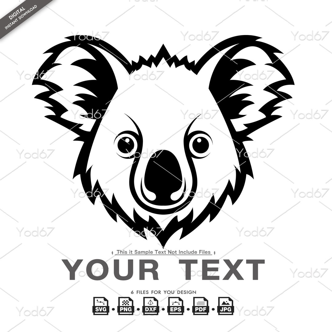 Koala SVG, Koala Head Vector Clipart Design DXF, EPS, Pdf, Svg Files ...