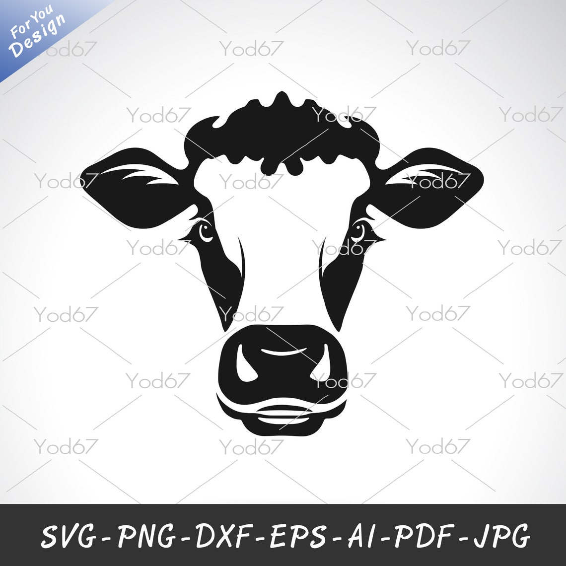 Cow Head SVG, Cut File Cow for Cricut, Cow Png Files, Cow DXF File ...