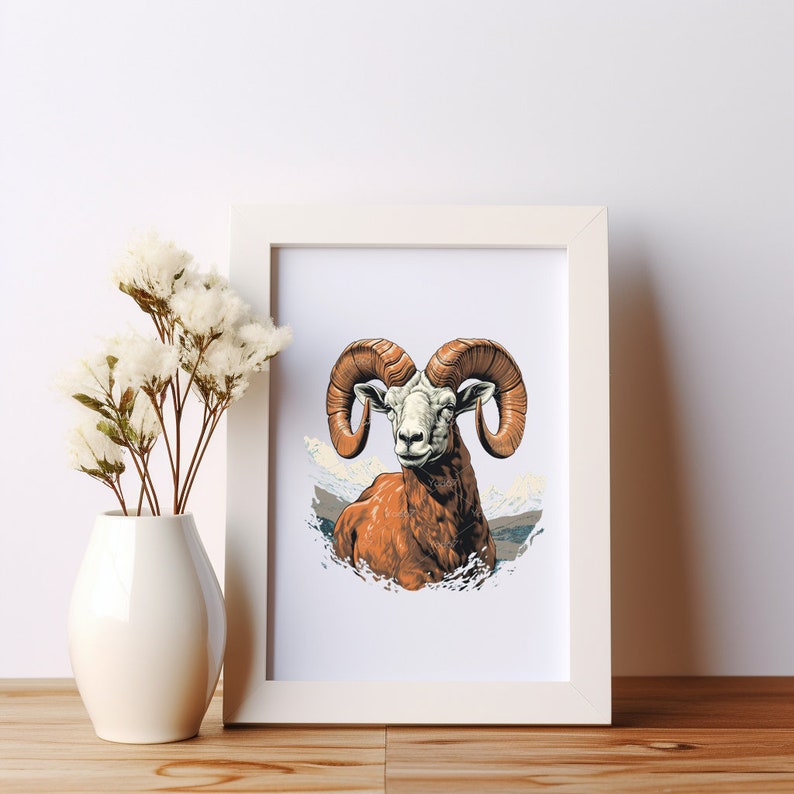 Ram Big Horn Sheep Wild Goat Male Png for Sublimation Printing. Bighorn Sheep T-shirt Design ...