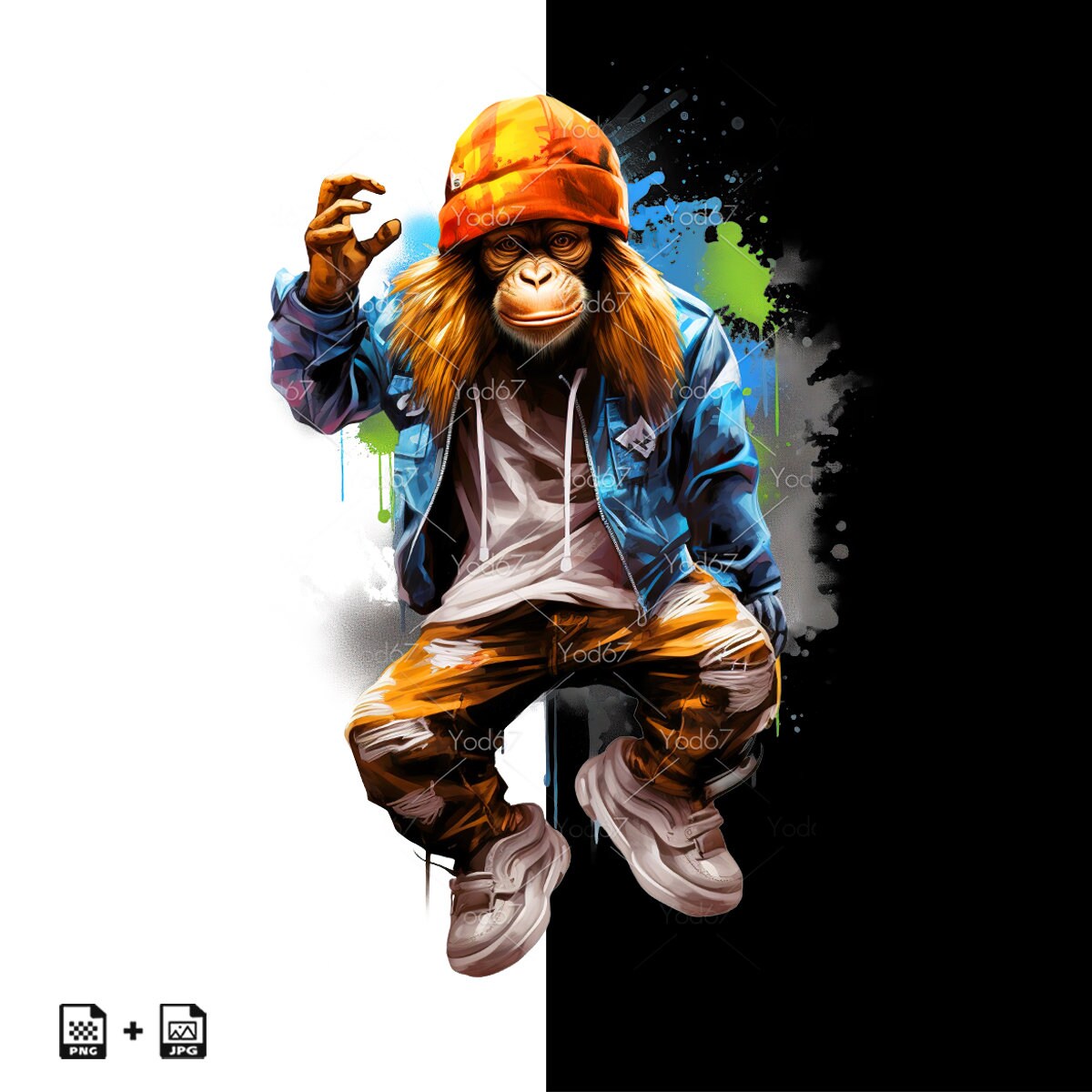 Cool Monkey Png for Sublimation Printing. Monkey T-shirt Design Clipart ...
