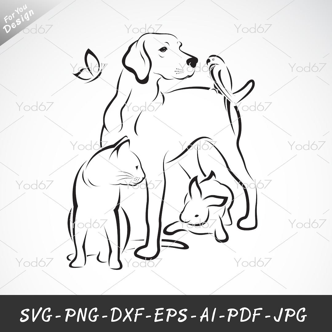 Pet Group Vector, Pet Care Clipart, Pet Svg, Animals Svg, Labrador Svg ...