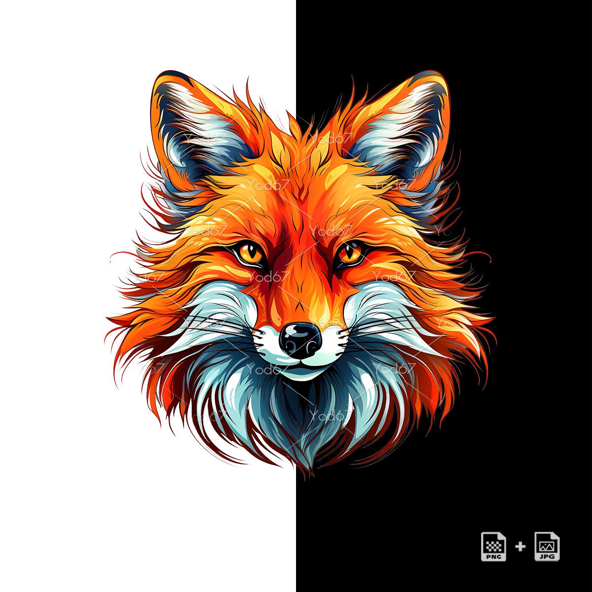 Fox Head Png for Sublimation Printing, Fox T-shirt Design Clipart, DTG ...