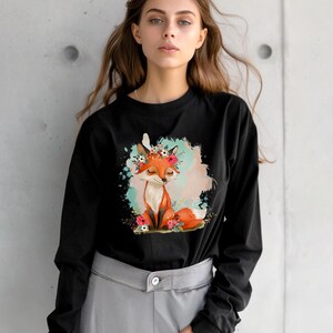 Fox With Flowers PNG for Sublimation Printing, Cute Fox T-shirt Design ...