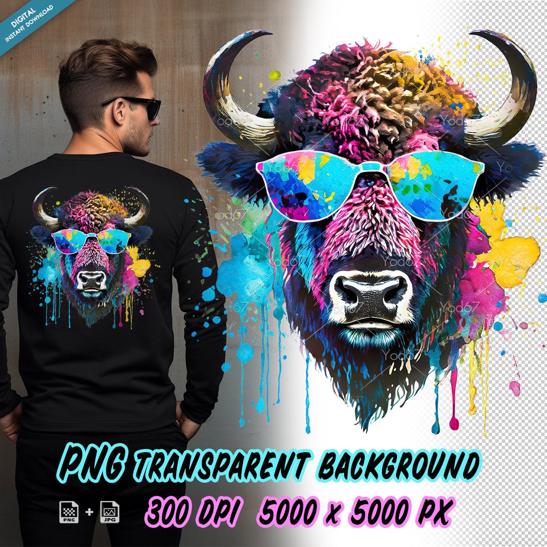 Cool Bison Head Wear Sunglass for Sublimation Printing, Bison Head T ...