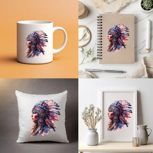 Native American Indian Woman Clipart for Sublimation Printing, Native ...