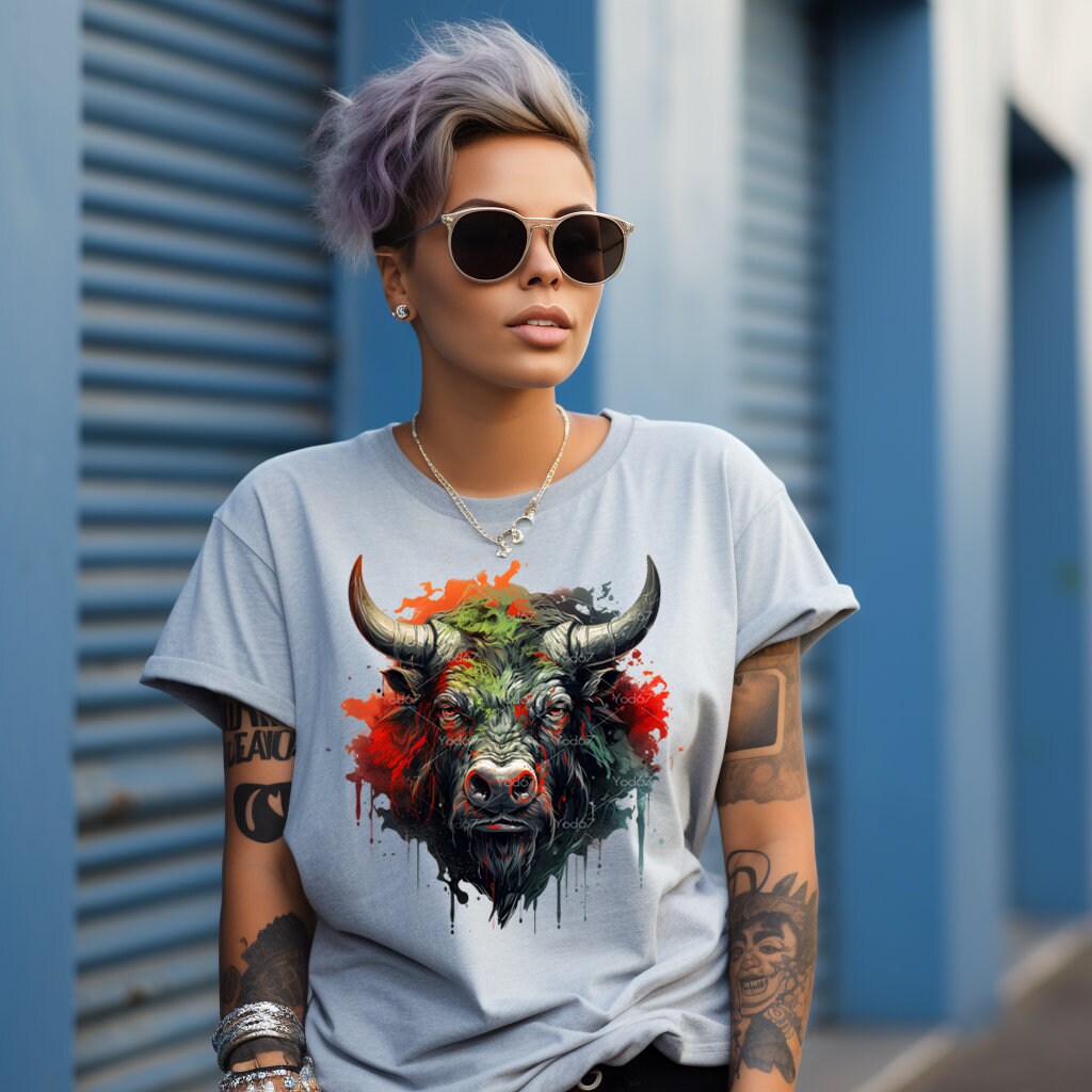 Demon Bull Head Png for Sublimation Printing, Bull Head T-shirt Design ...