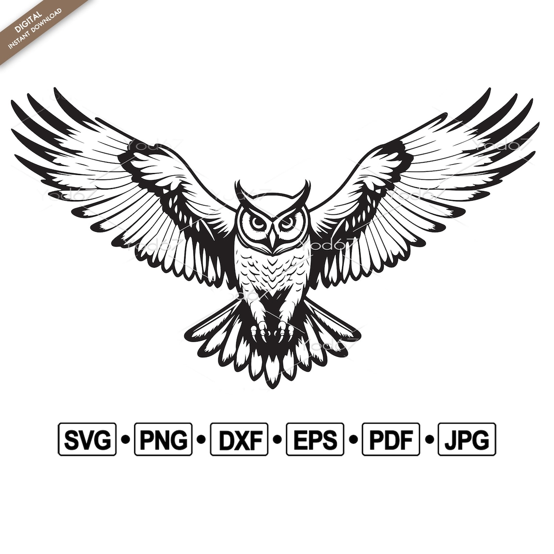 Owl Vector Clipart Design SVG PNG EPS Dxf Pdf Jpg, Owl Spreads Its Wings Clipart, Bird Svg ...