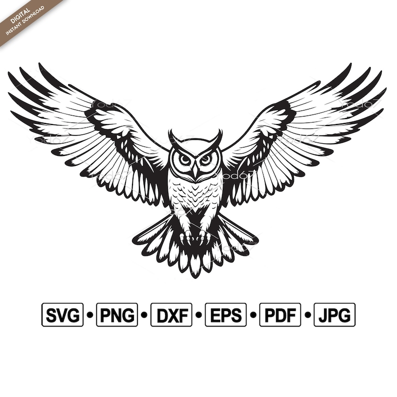 Owl Vector Clipart Design SVG PNG EPS Dxf Pdf Jpg, Owl Spreads Its ...