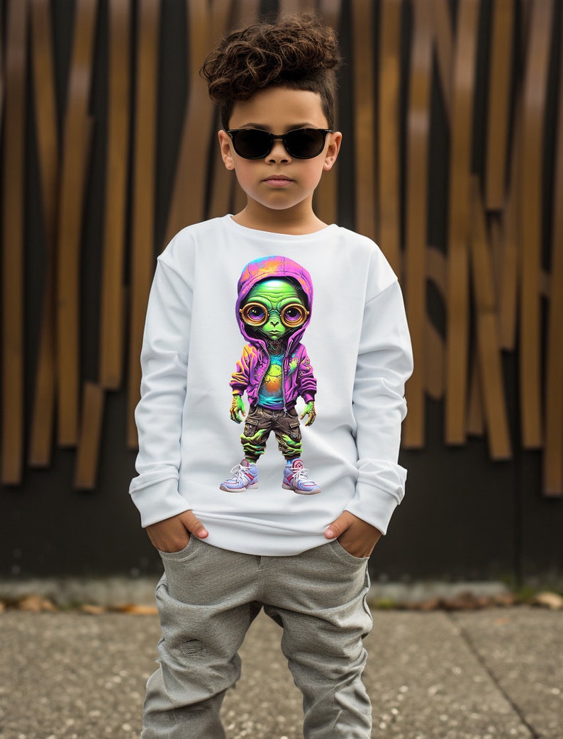 Alien Child Wears Clothes a Cool Hip Hop Style for Sublimation Printing ...