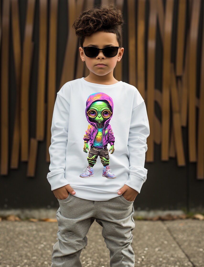 Alien Child Wears Clothes a Cool Hip Hop Style for Sublimation Printing ...