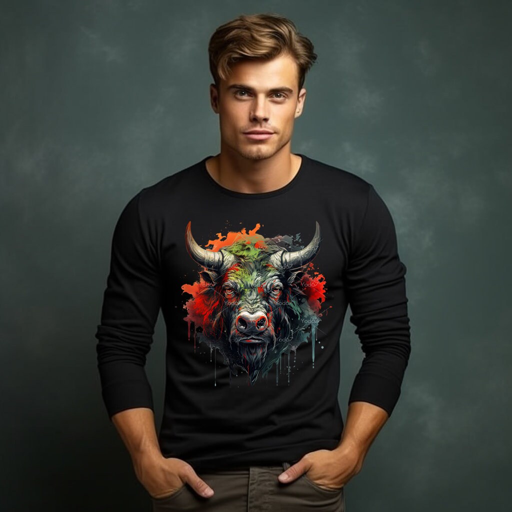 Demon Bull Head Png for Sublimation Printing, Bull Head T-shirt Design ...