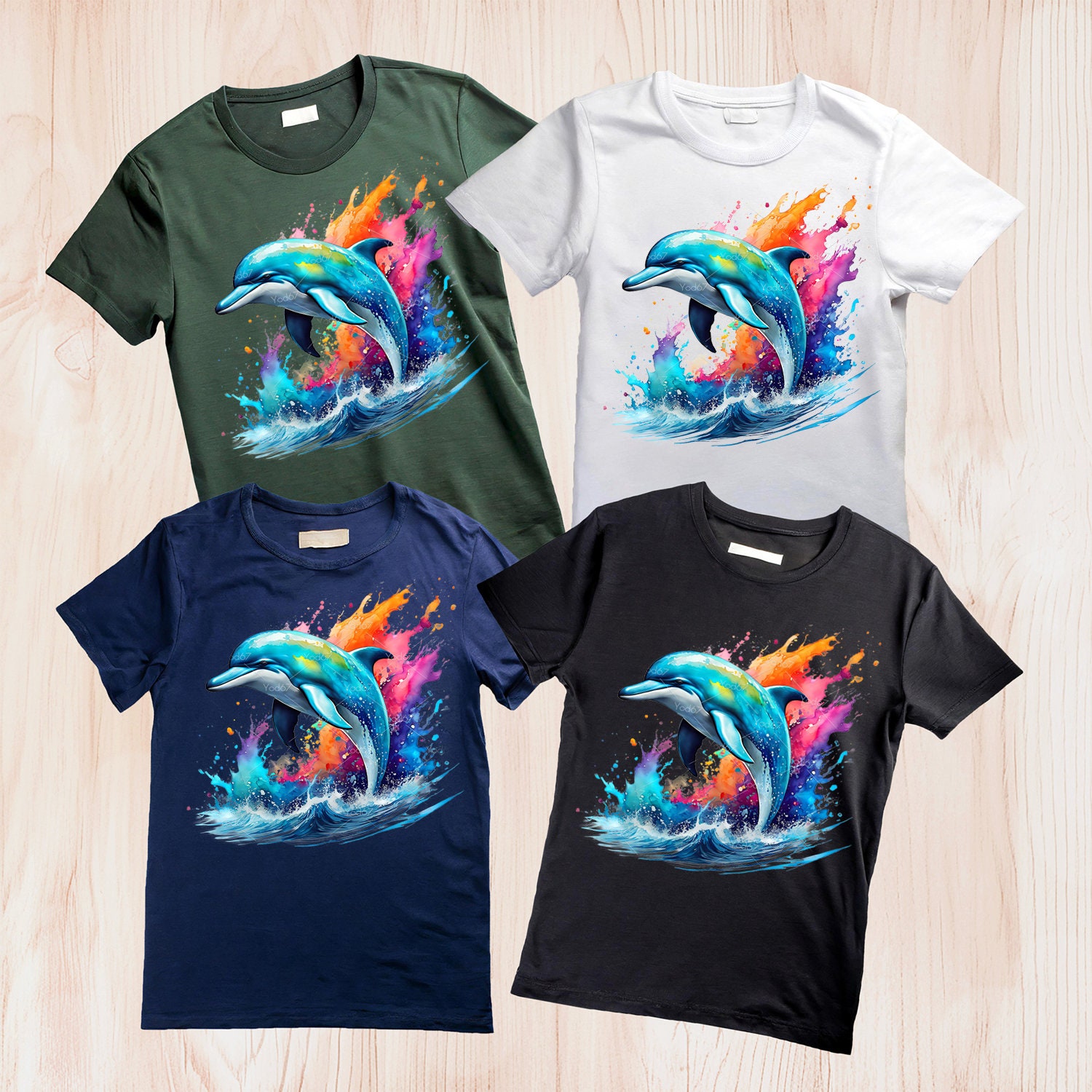 Colorful Dolphin Png for Sublimation Printing, Dolphin T-shirt Design ...