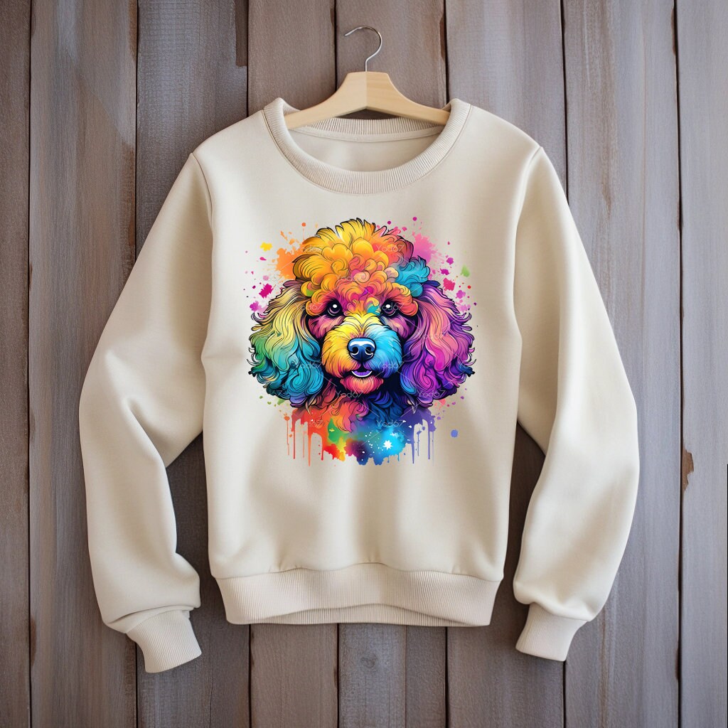 Colorful Poodle Dog PNG for Sublimation Printing, Poodle Head T-shirt ...