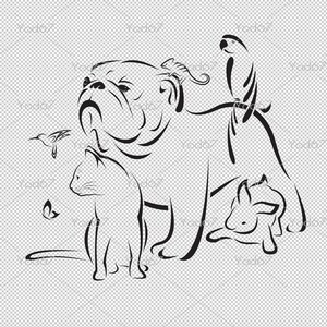Group of Pets Clipart Vector. Animals Svg, Bulldog Png, Cat Svg, Rabbit ...