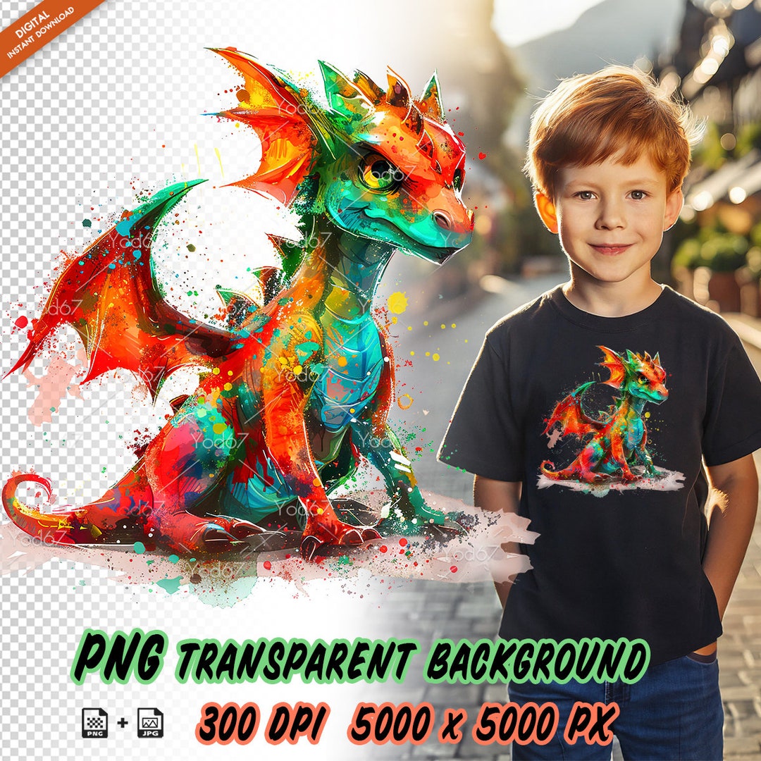 Cute Dragon Png for Sublimation Printing, Dragon Painting T-shirt ...