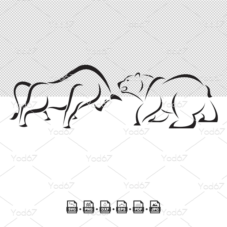 Bull and Bear SVG, PNG, Dxf, Pdf, Eps, Cut File Bear and Bull for ...