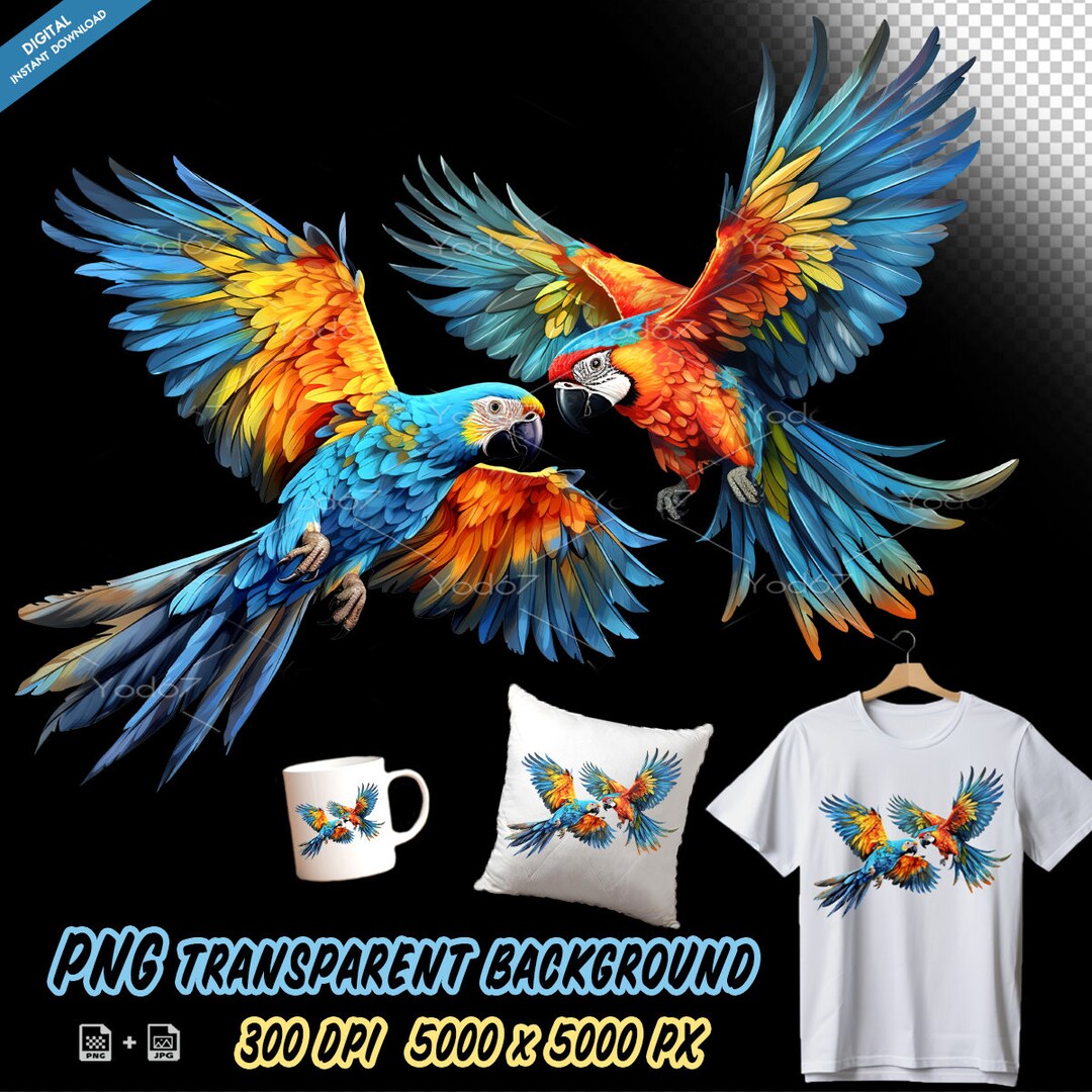 Macaw Parrot Flying for Sublimation Printing, Birds T-shirt Clipart ...