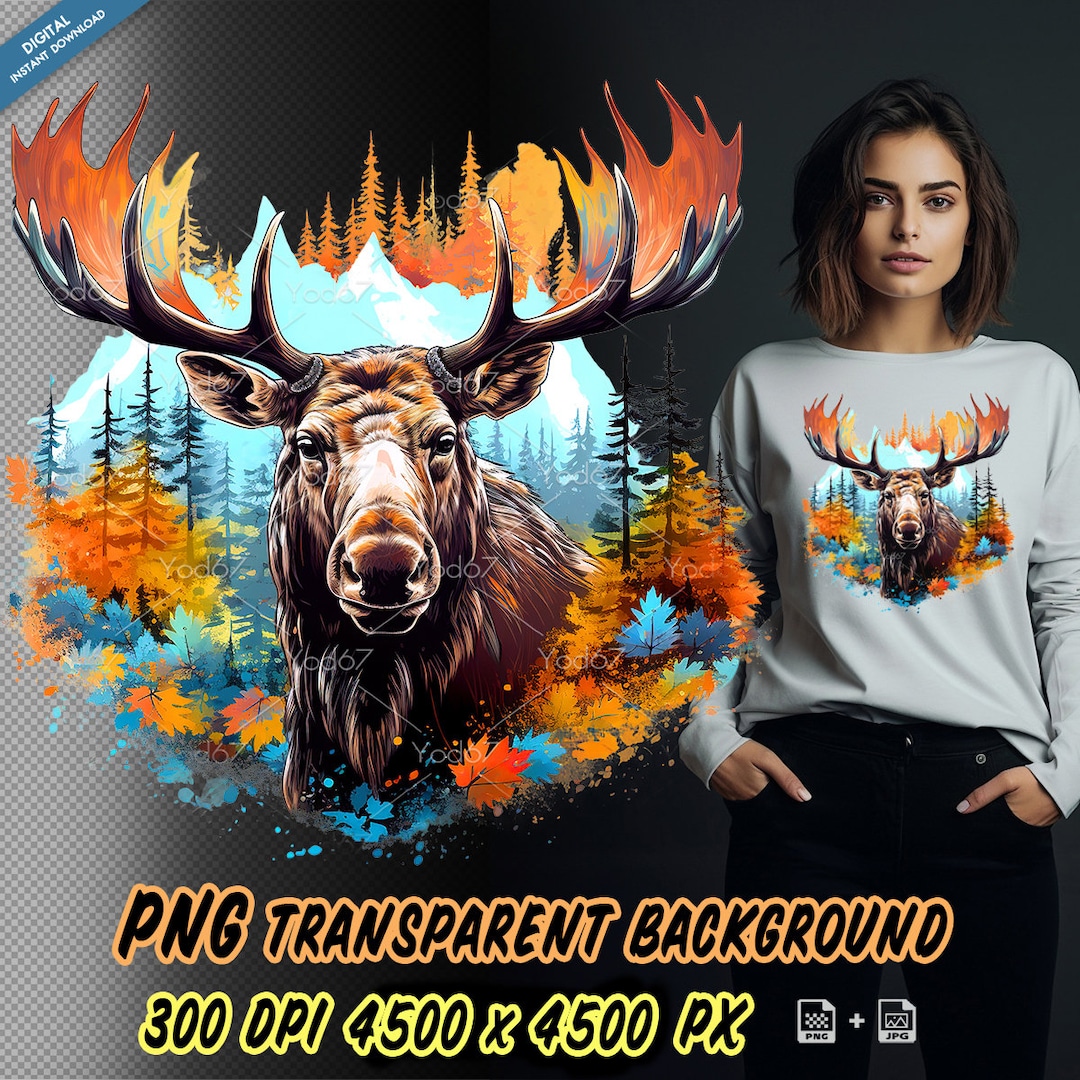 Moose Png File for Sublimation Printing, Moose Head T-shirt Design ...