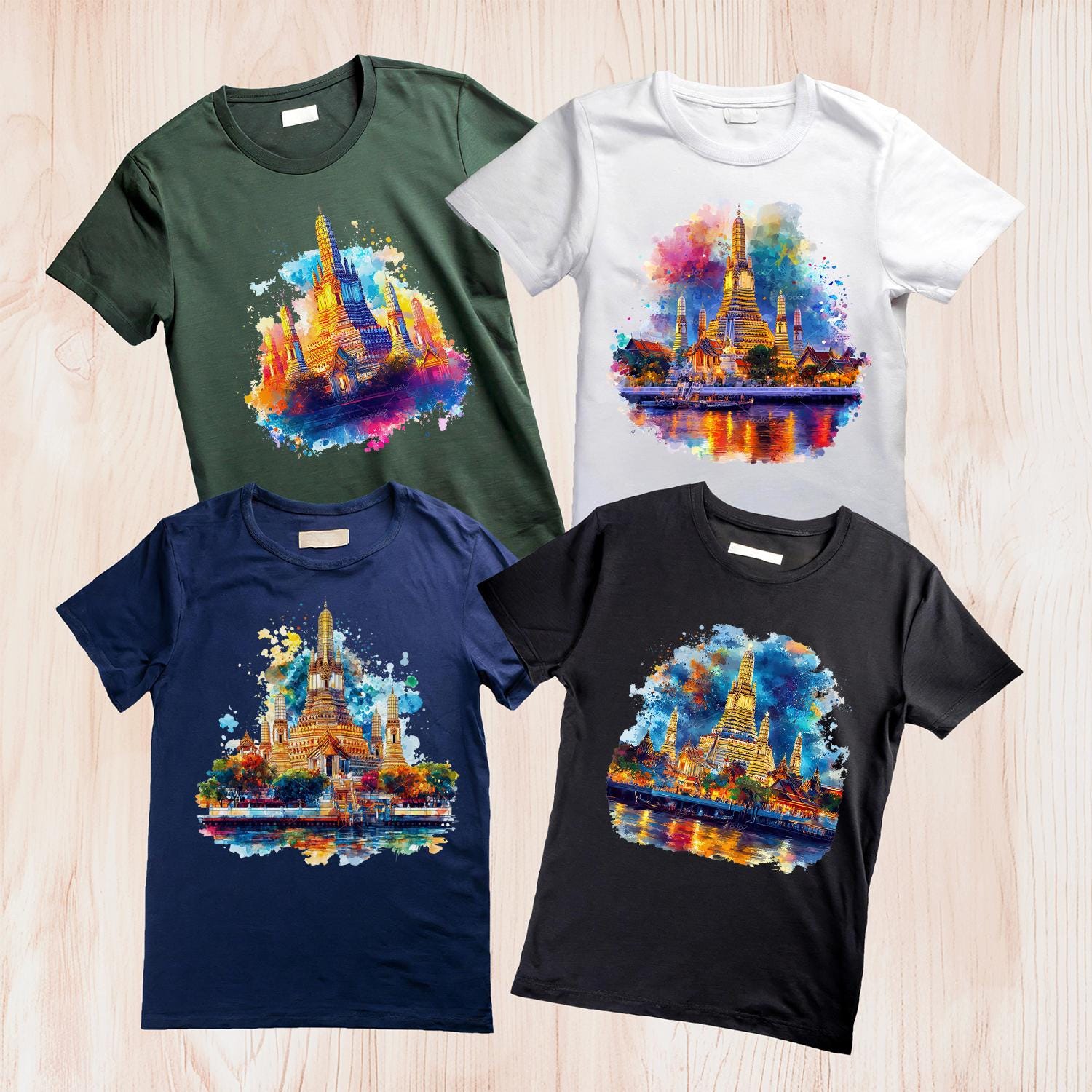 Wat Arun Png for Sublimation Printing, Watercolor Wat Arun T-shirt ...
