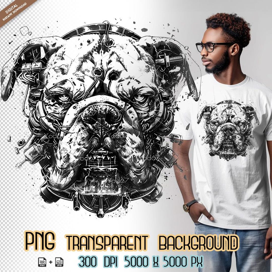 Machine Bulldog Head Png for Sublimation Printing, Futuristic Bulldog ...