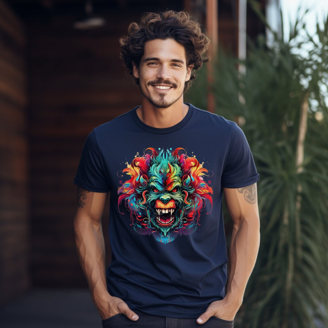 Monkey Png, Monkey Demon for Sublimation Printing, Monkey Face T-shirt ...