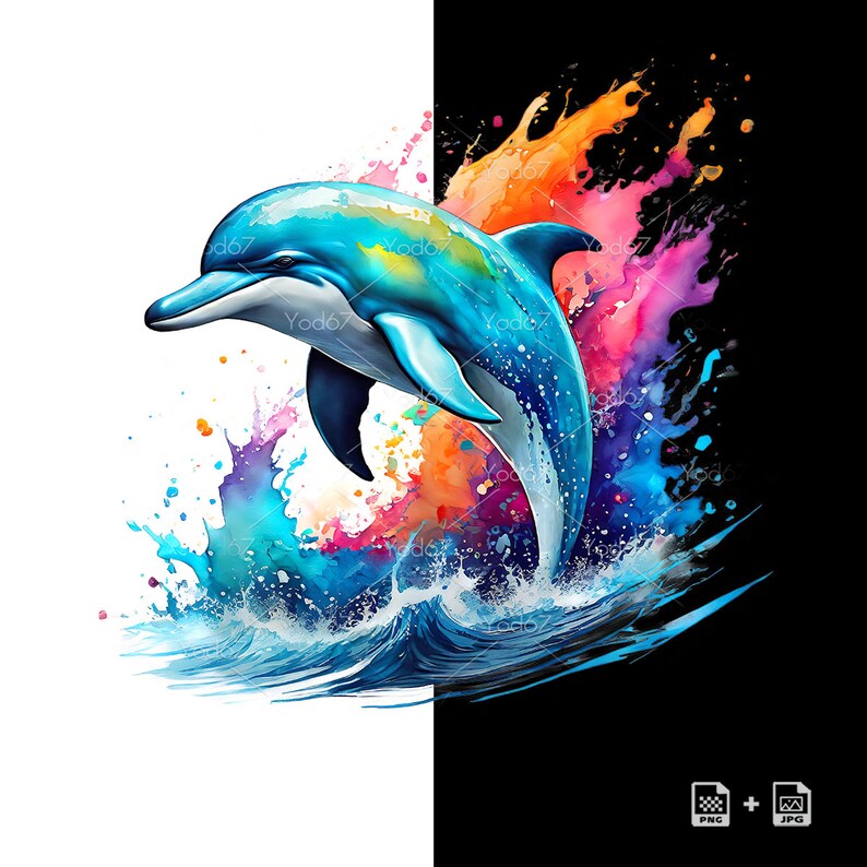 Colorful Dolphin Png for Sublimation Printing, Dolphin T-shirt Design ...