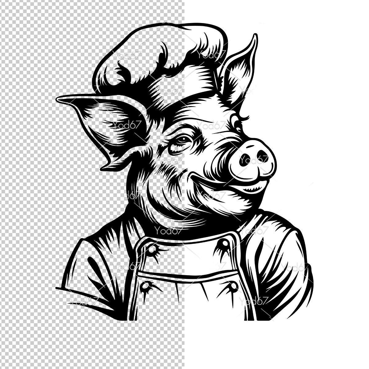 Pig Chef SVG File, Svg Files for Cricut, Cooking, Pig Wearing Chef's ...