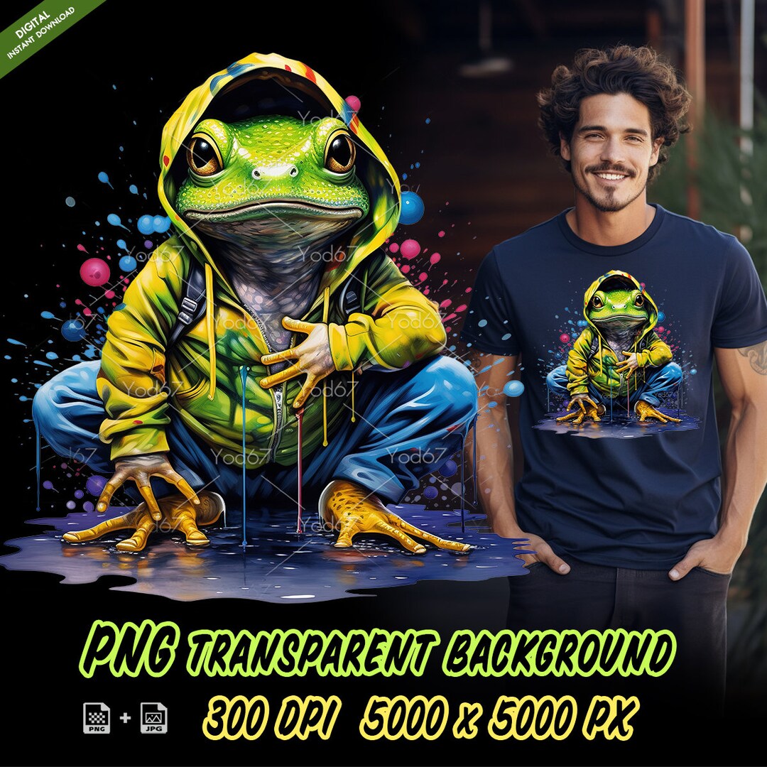 Cool Frog Png, Frog Wearing Hoodie for Sublimation Printing, Frog T ...