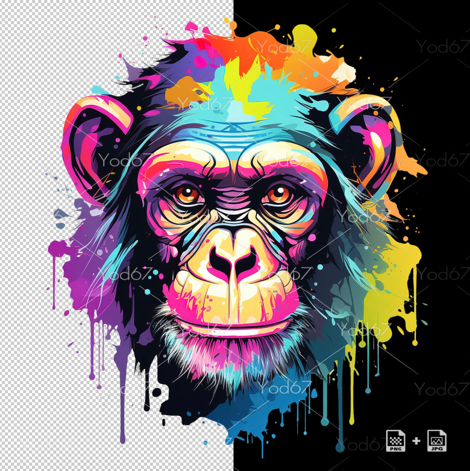 Chimpanzee Head Png for Sublimation Printing, Chimpanzee T-shirt Design ...